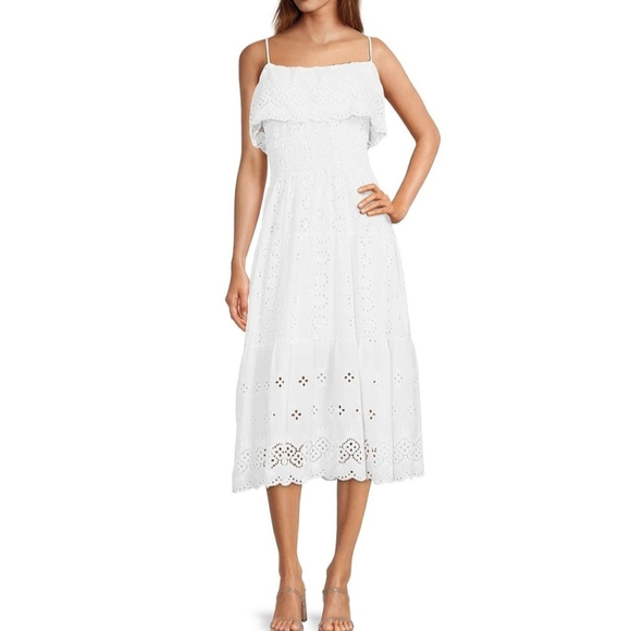 Elan | Dresses | Elan Eyelet Square Neck Spaghetti Strap Sleeveless ...